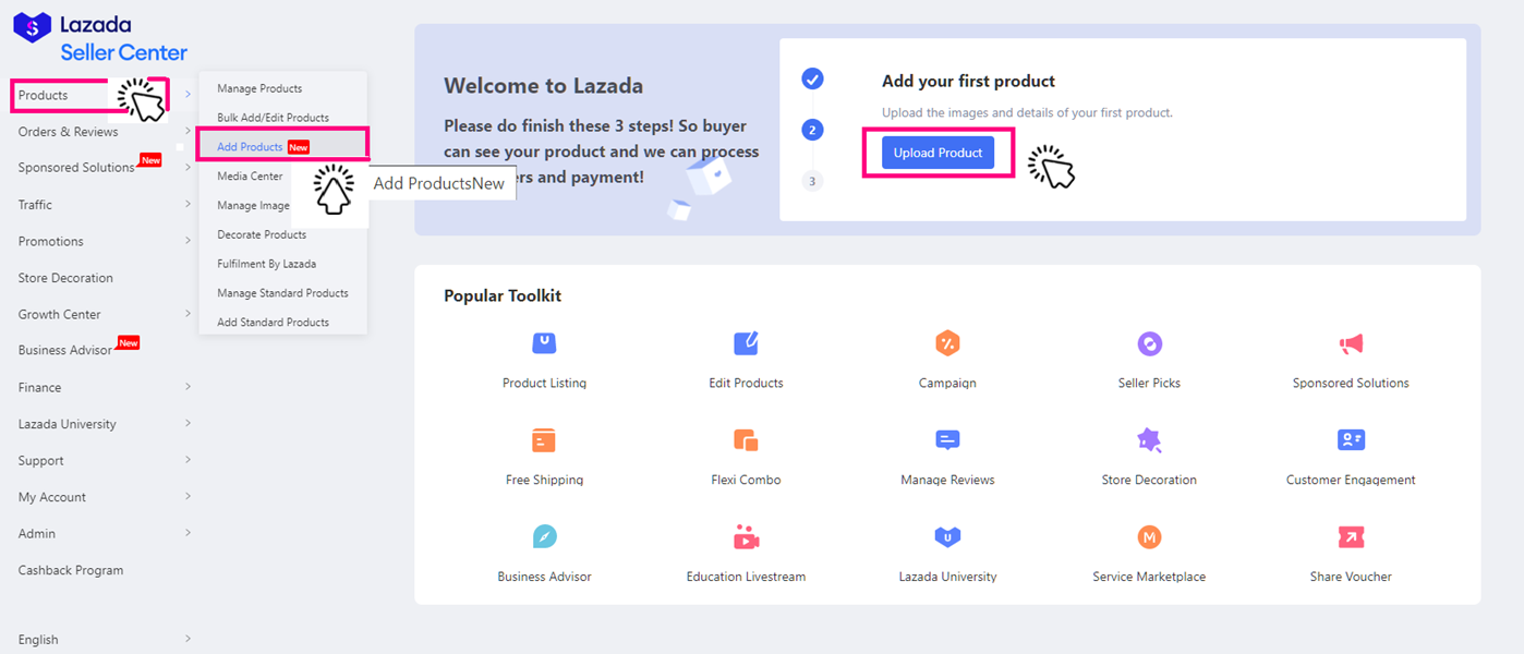 Product upload in Seller Center | Lazada Seller Center
