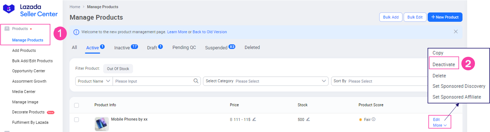 How do I delete or deactivate a product/SKU? | Lazada Seller Center