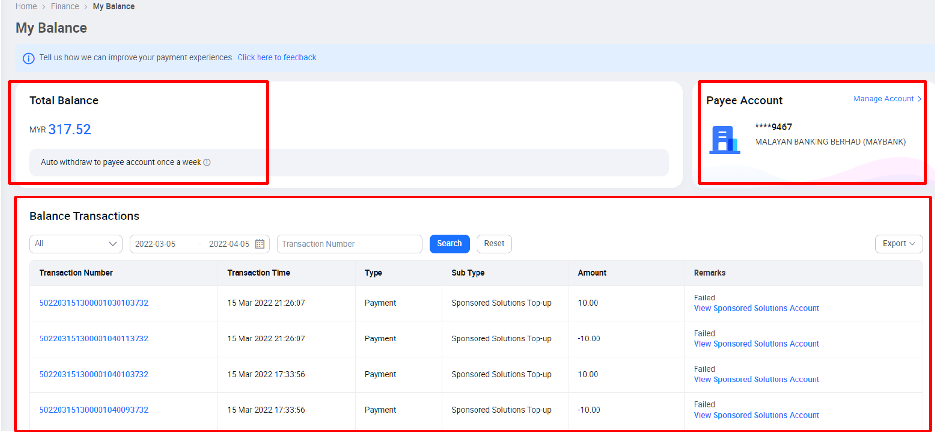 "My Balance" Page Frequently Asked Questions (FAQ)| Lazada Seller Center