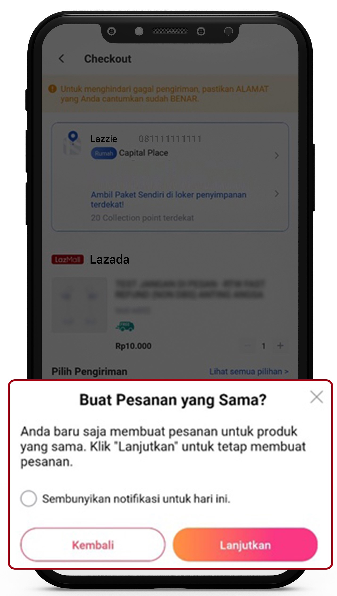 Konfirmasi Pesanan Yang Sama | Lazada