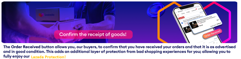 What is the Order Received Button? | Lazada