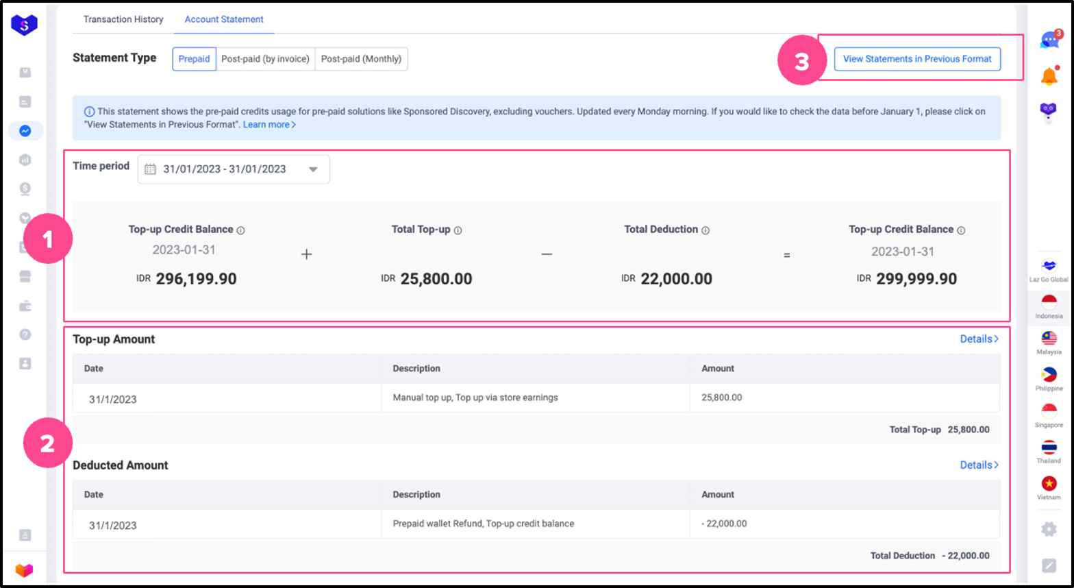 What can I expect from the new account statement for my pre-paid ...