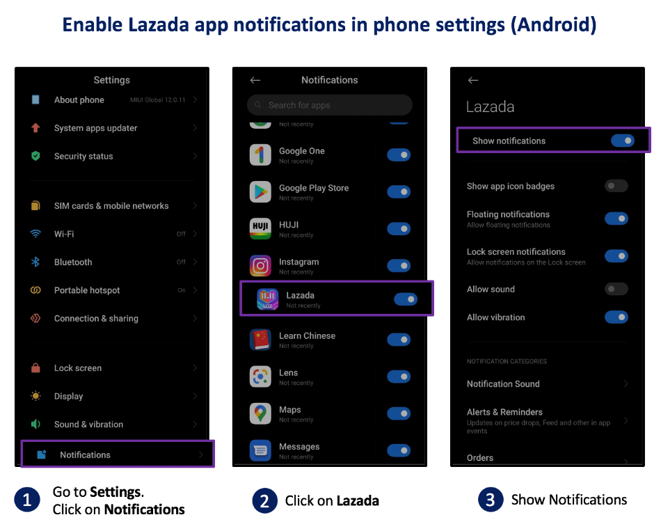 Turn On In-App Notifications | Lazada