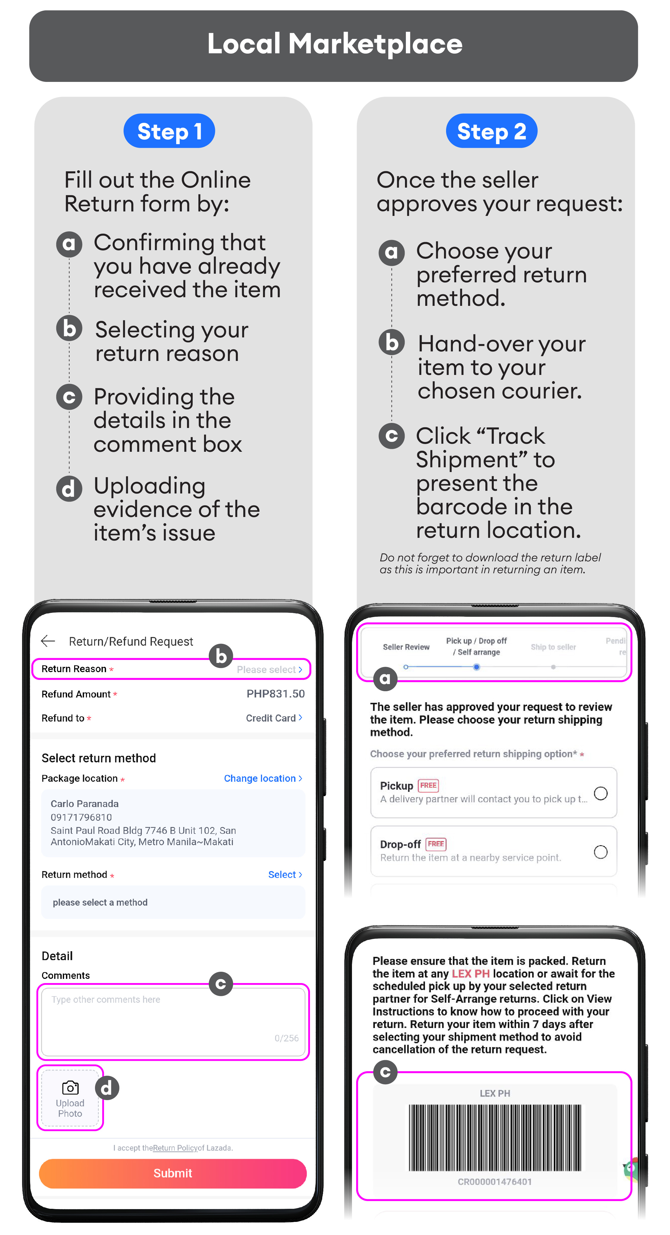 I need to return an item | Lazada